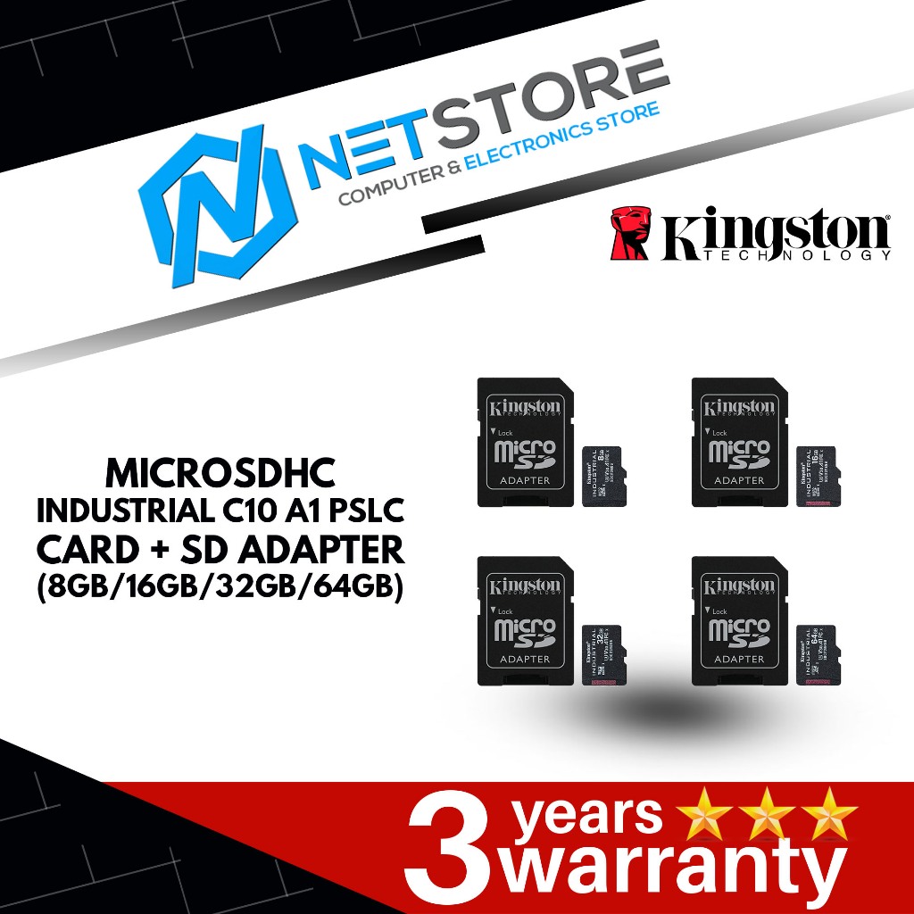 KINGSTON MICROSDHC INDUSTRIAL C10 A1 PSLC CARD + SD ADAPTER (8GB/16GB ...