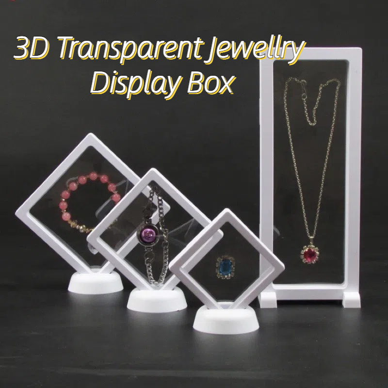 Black/White 3D Transparent Jewellry Display Box Storage Permata Hadiah ...
