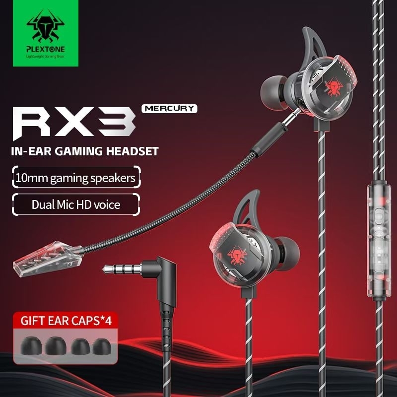 PLEXTONE RX3 MERCURY 3.5mm / Type C Gaming Earphone Wired Earbuds Built ...