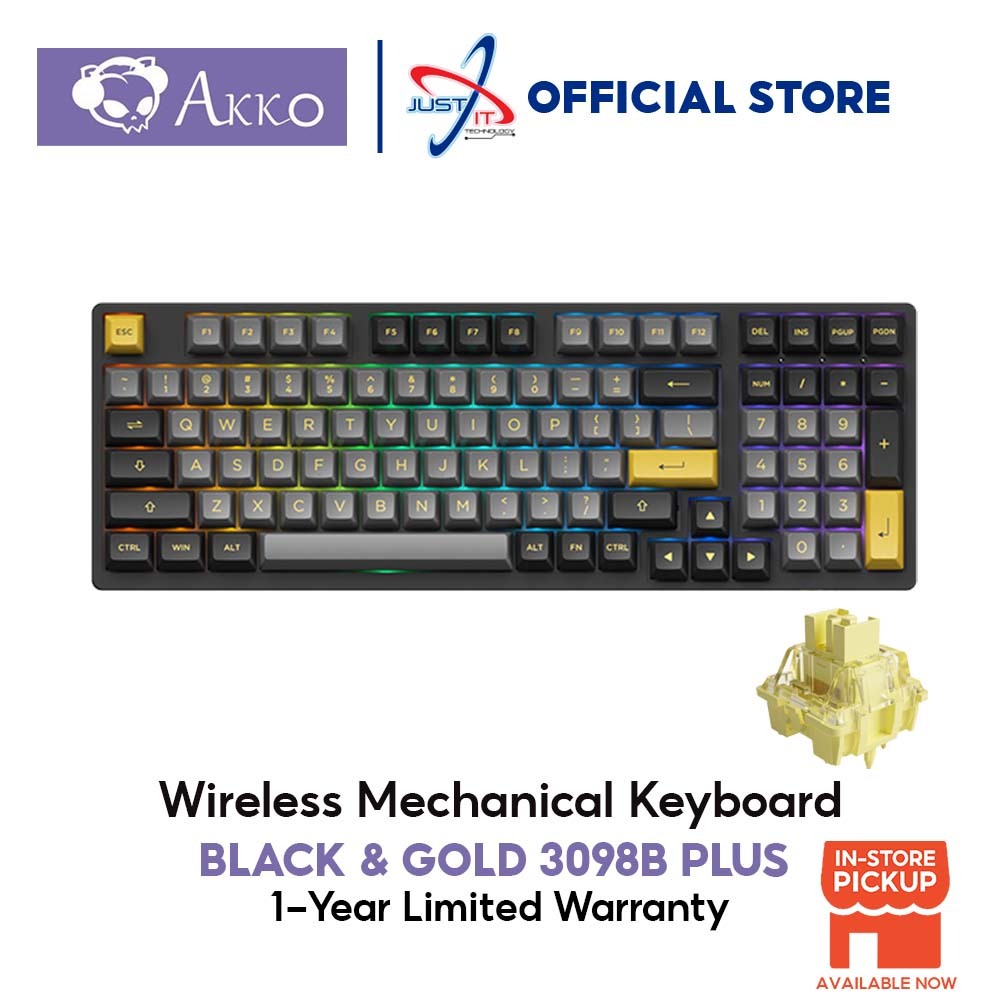 Akko 3098B Plus Wireless Mechanical Keyboard - Cream Yellow/Black ...