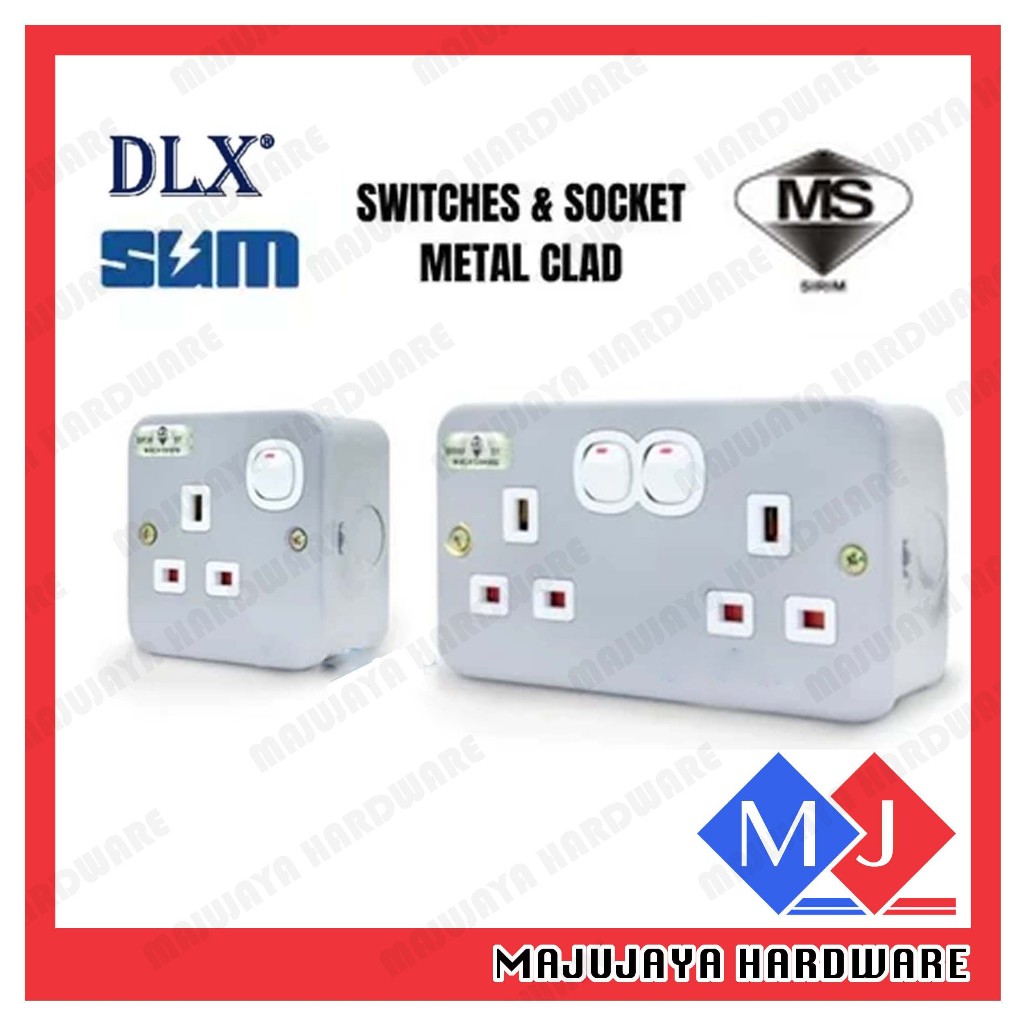SUM DLX 13Amp Metal Clad Switch Socket with Base Sirim Approved 100% ...
