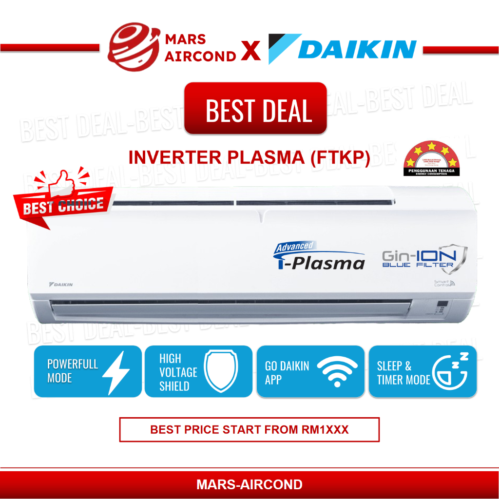 DAIKIN Inverter Air Conditioner - FTKP R32 1hp,1.5hp, 2hp, 2.5hp | Shopee Malaysia