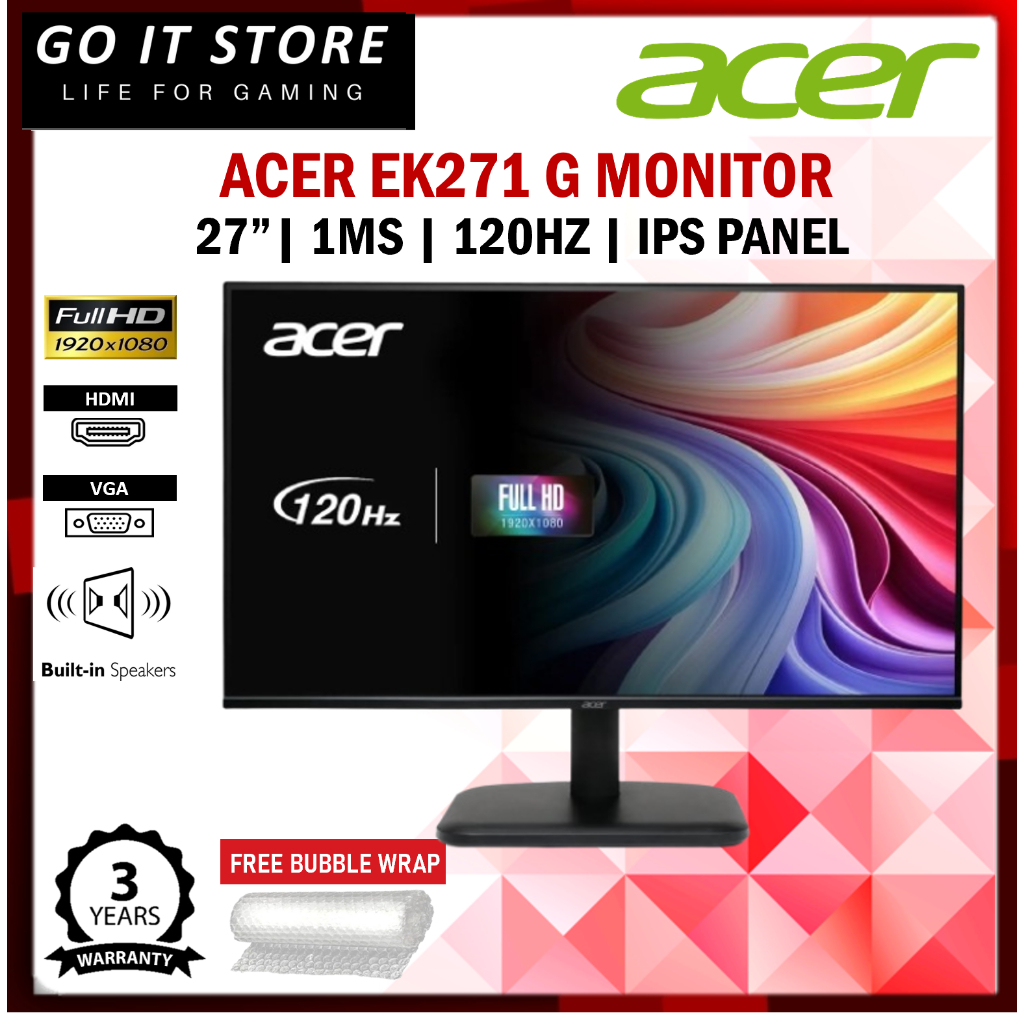 Acer EK271 P6 144Hz / EK271 G 120Hz 27" FHD 1ms Freesync Built in ...
