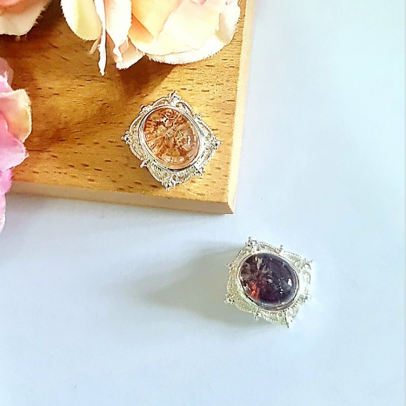 Phantom Natural Stone Spacer Multi Hole DIY Silver Plated | Shopee Malaysia