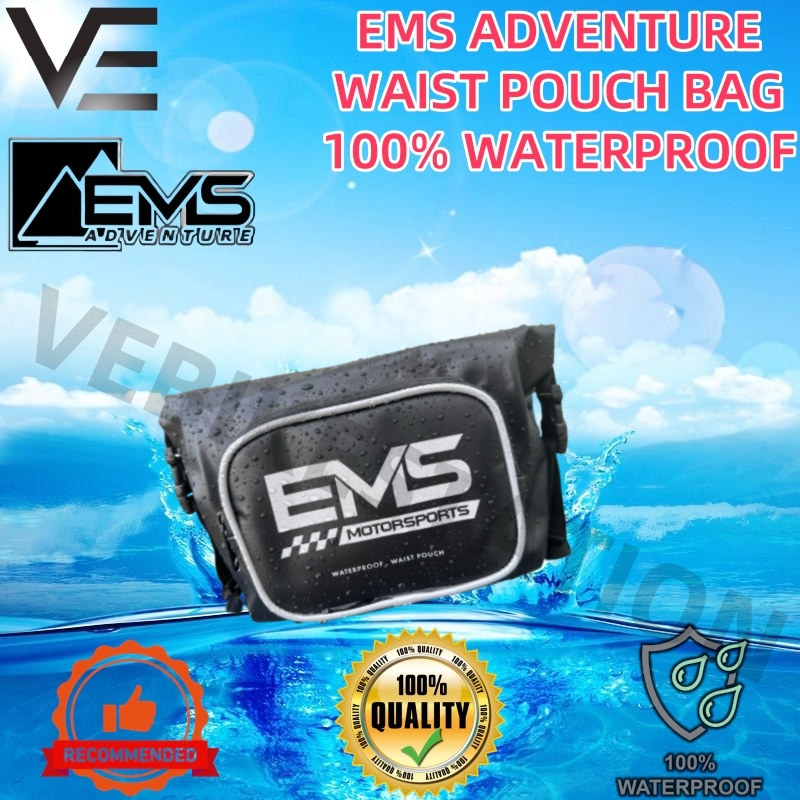 EMS POUCH BAG 101% WATERPROOF WAIST BAG SKB391 BLACK 3L MOTORCYCLE RIDING GEAR BAG | Shopee Malaysia