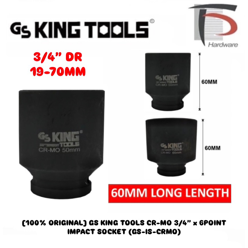 [100% ORIGINAL] GS KING TOOLS CR-MO 3/4” x 6POINT IMPACT SOCKET (GS-IS ...