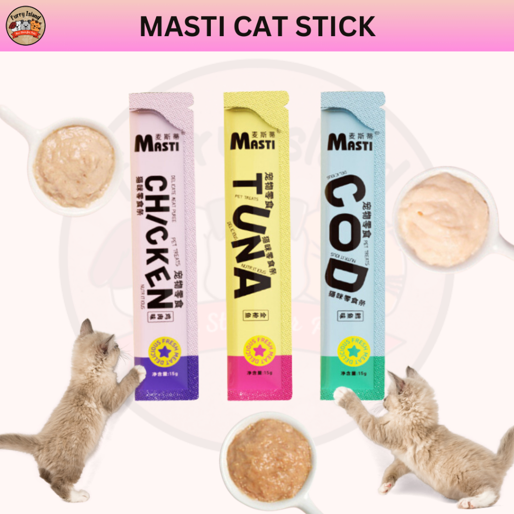 Masti Cat Stick 15g Chicken Tuna Cod Fish Creamy Cat Treats Cat Food ...