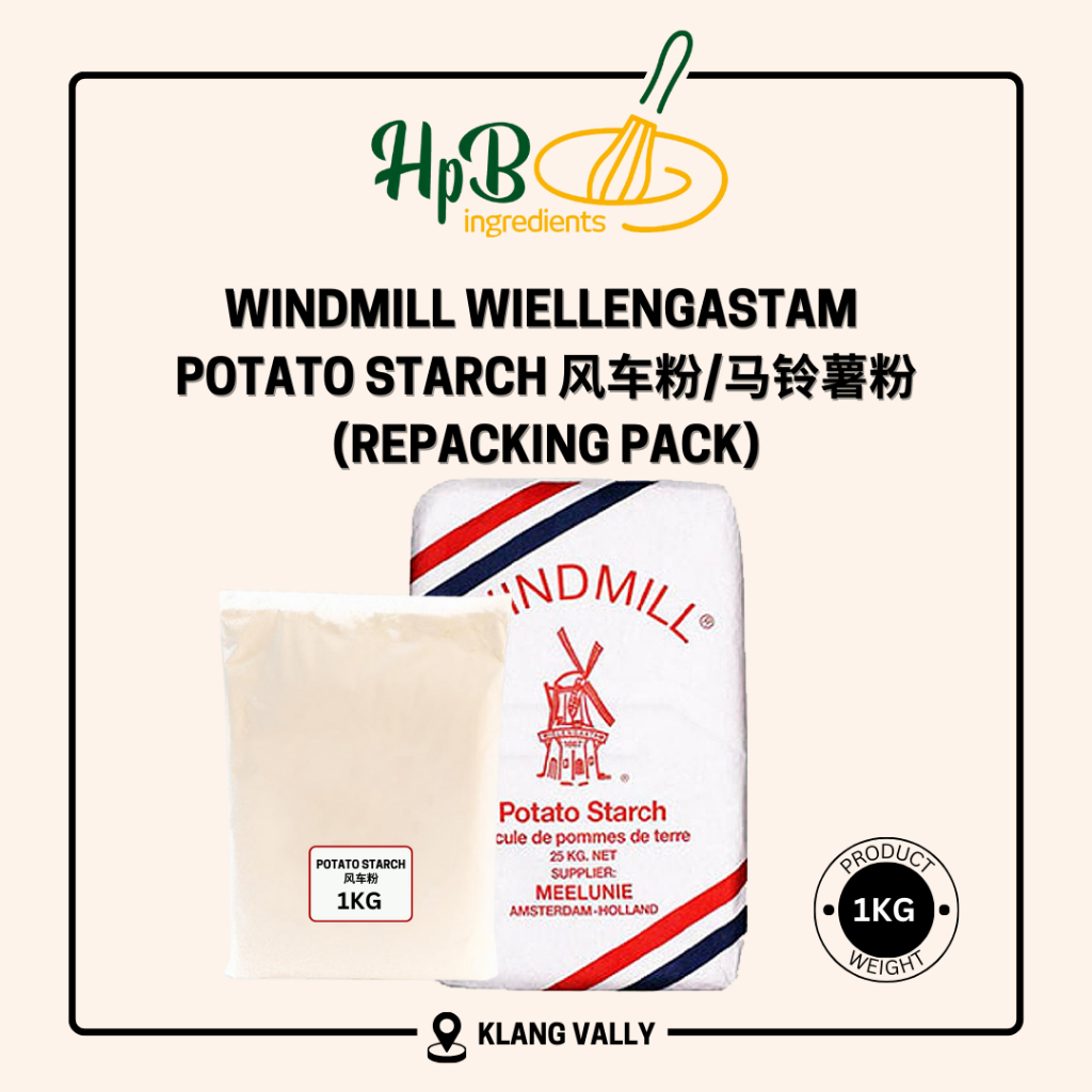 WINDMILL Potato Starch / Tepung Ubi Kentang 风车粉/马铃薯粉 1kg (Repacking ...
