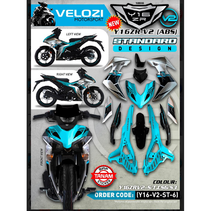 VELOZI YAMAHA Y16 V2 ABS Y16ZR ABS V2 STANDARD DESIGN CS6 SMOKE BLUE S3 ...
