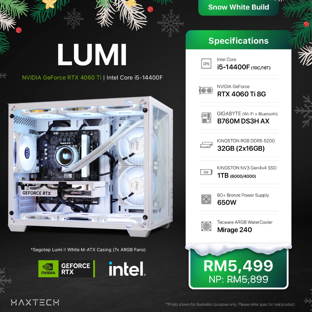 [ LUMI ] Snow White Gaming PC Package NVIDIA GeForce RTX 4060 Ti ...