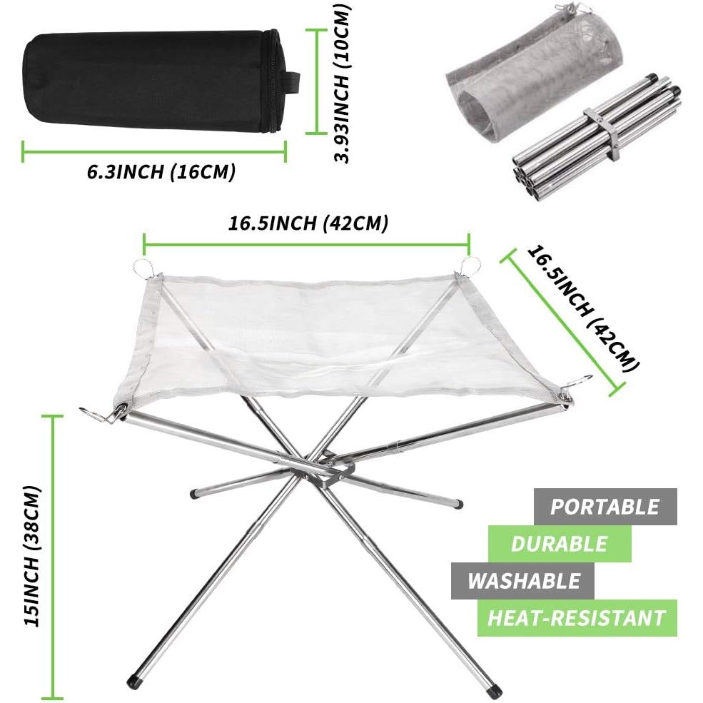 Portable Camping Fire Pit Outdoor BBQ Stainless Steel 42cm/56cm ...