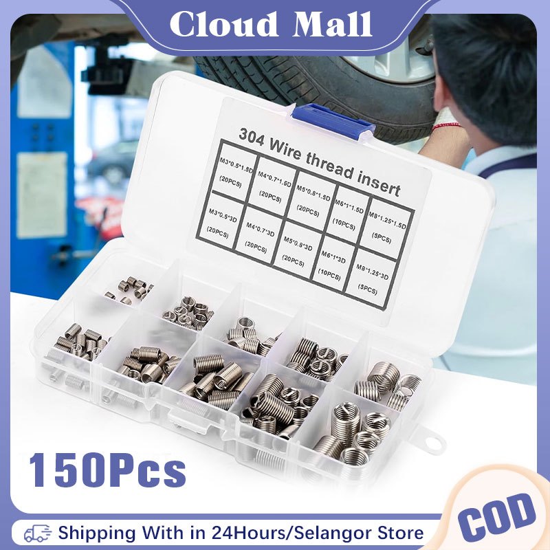 150Pcs Stainless Steel Wire Thread Insert Kit M3 M4 M5 M6 M8 Wire Screw ...