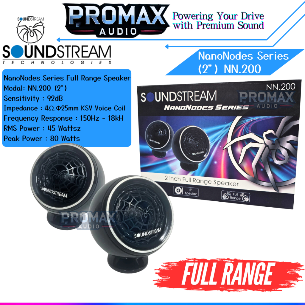 SOUNDSTREAM NanoNodes Series Full Range Speaker (2") NN.200 Dashboard ...