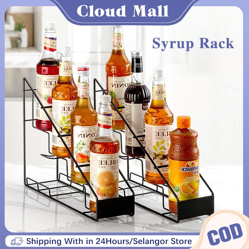 Syrup Rack Stainless Steel Spice Shelf Wire 4 Compartment Bottle Holde ...