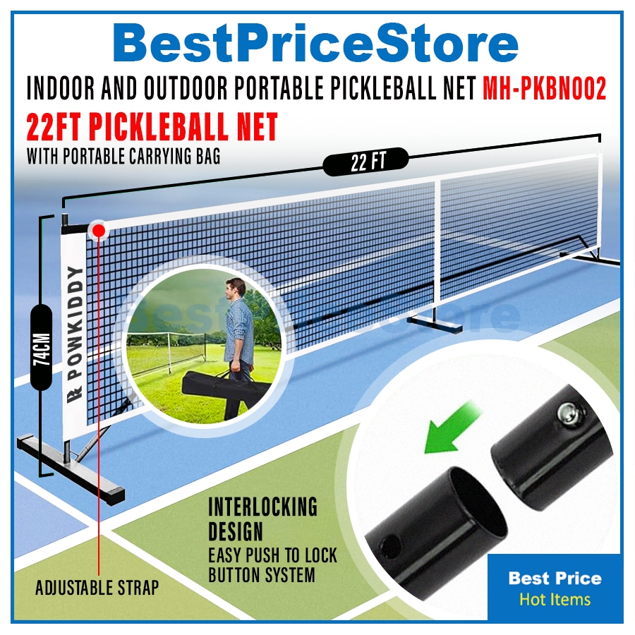 BPS 22ft Pickleball Net with Frame Set Portable Badminton Tennis Indoor ...