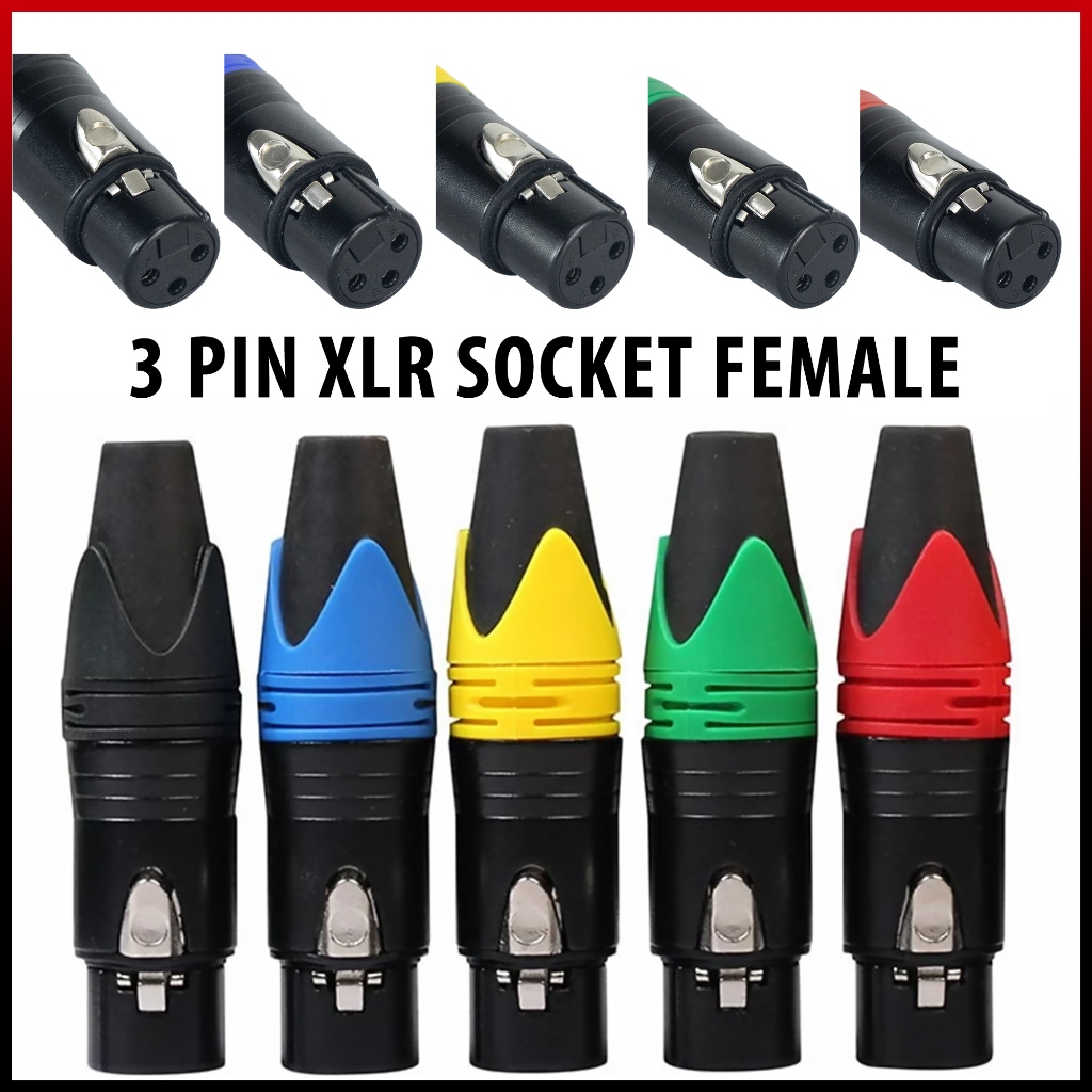XLR 3 Pin Female MIC Jack Plug Audio Microphone Cable Connector - 1 PC ...