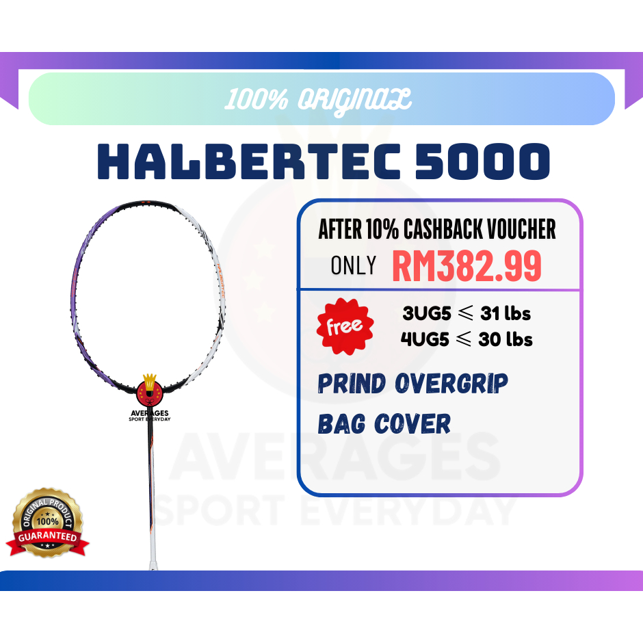 【READY STOCK】100% Original Halbertec 5000 Badminton Unstrung Racket 战戟 ...