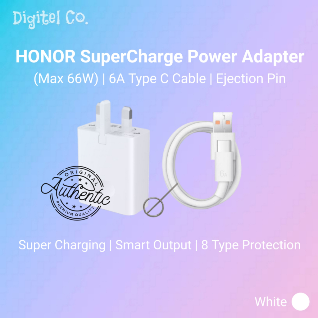 ORIGINAL HONOR SuperCharge Power Adapter (Max 66W) 6A Type C To Type C ...