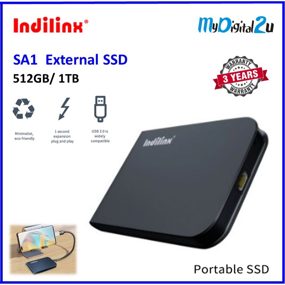 INDILINX SA1 Portable External SSD USB-C Type-C USB3 OTG - 512GB / 1TB ...