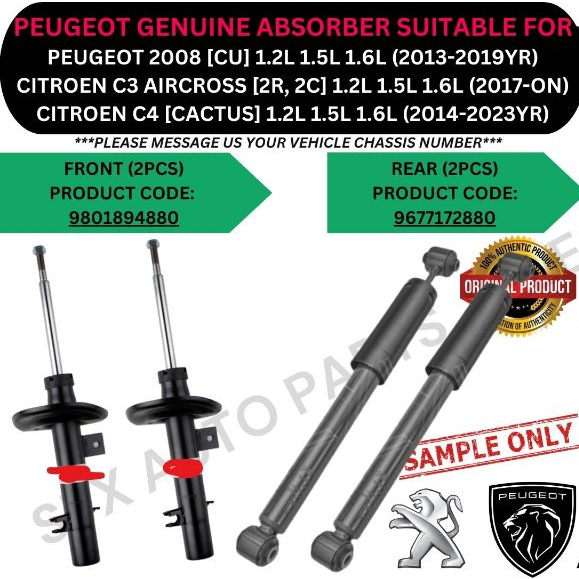 PEUGEOT GENUINE ABSORBER (FRONT, REAR) FOR PEUGEOT 2008 [CU] '13-19YR ...