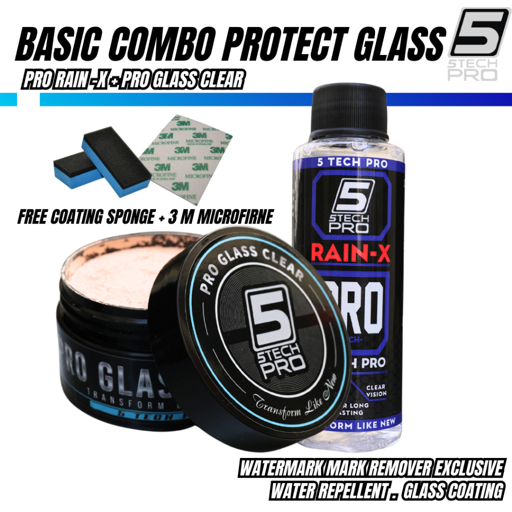 5 TECH PRO Glass Polishing Powder Glass Nano Coating Pek Combo Rain -X ...