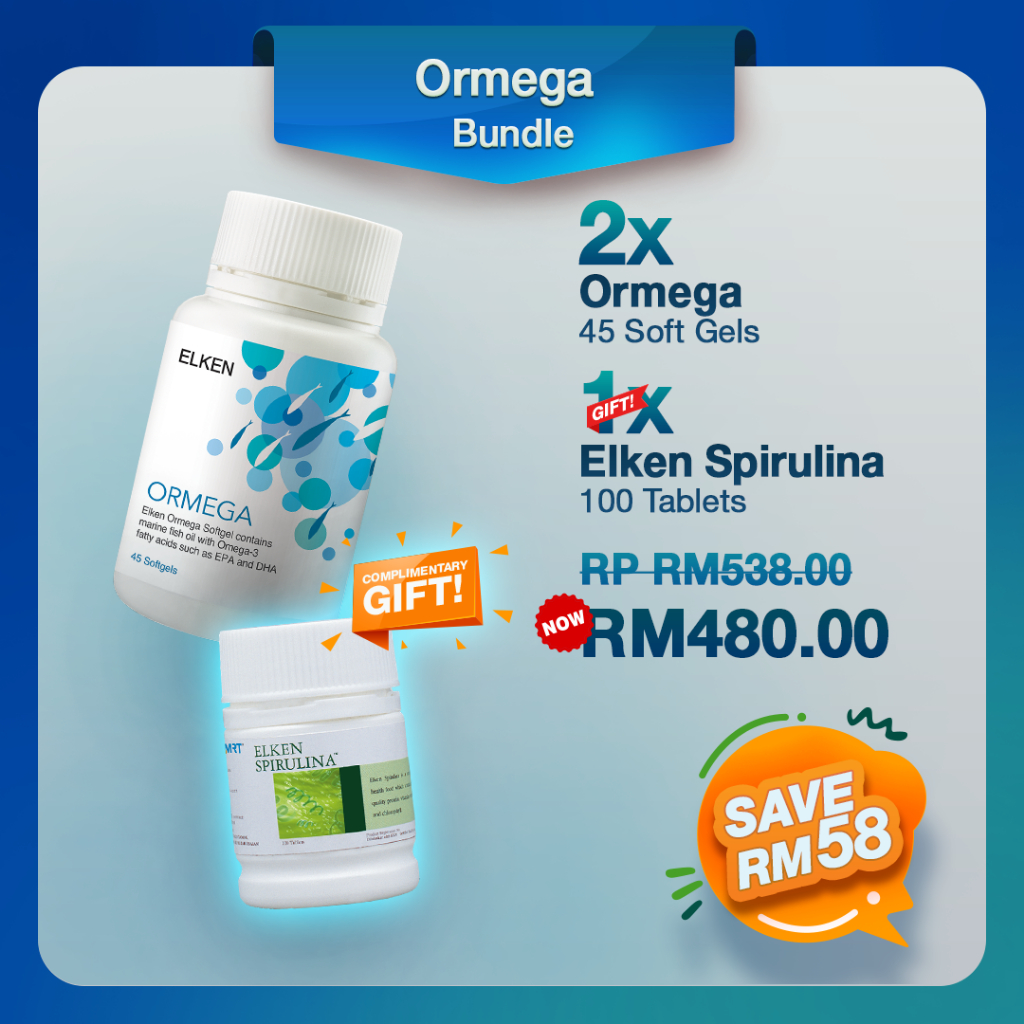 [Bundle] 2 Elken Ormega (45SG) + 1 Elken Spirulina (100 tablets ...