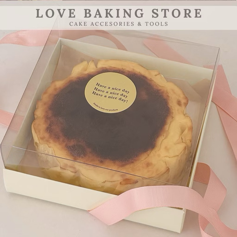 LBS • Ins Style 4inch 6inch Basque Cheesecake Box Transparent Pastry ...