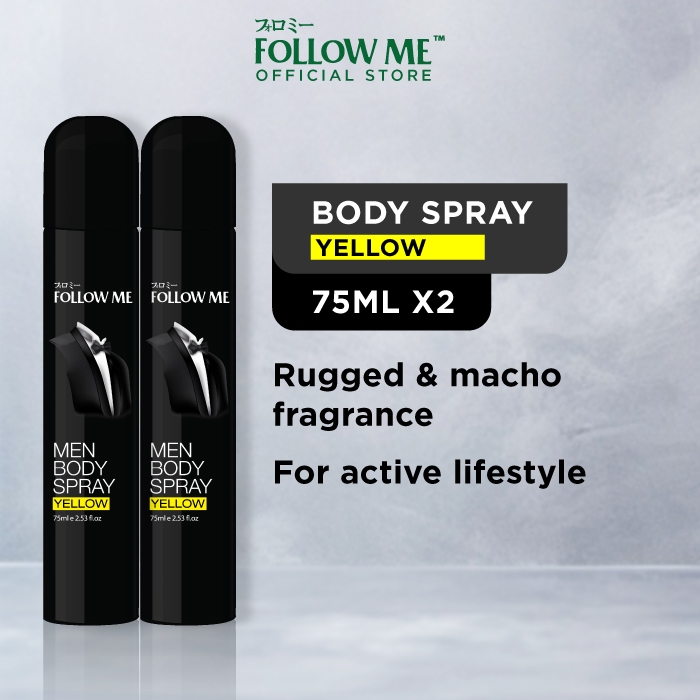 [Bundle of 2] Follow Me Men Body Spray (Yellow) 75ml | Shopee Malaysia