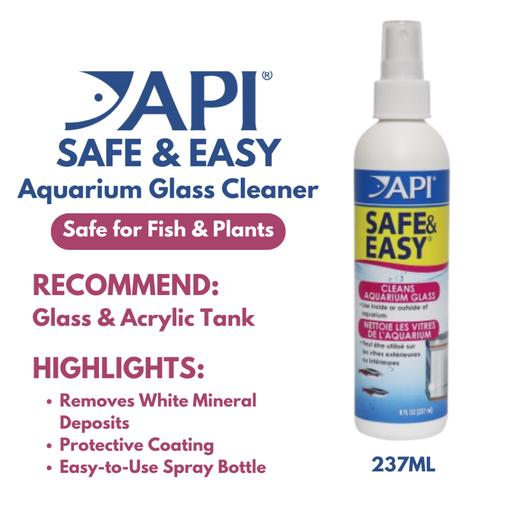 API Safe & Easy Aquarium Glass Fish Tank Cleaner Spray (237ml) Stain ...