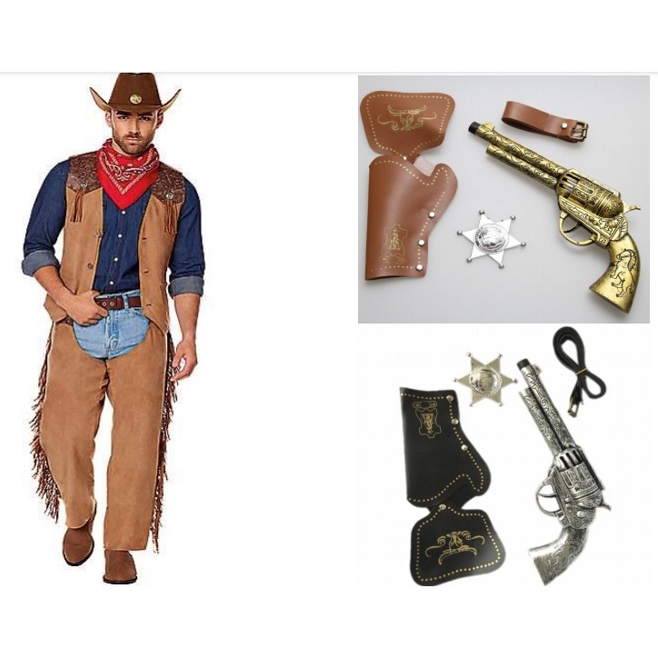 Aksesori Pakaian Koboi Cowboy Belt Accessories Set Single Gun Western ...