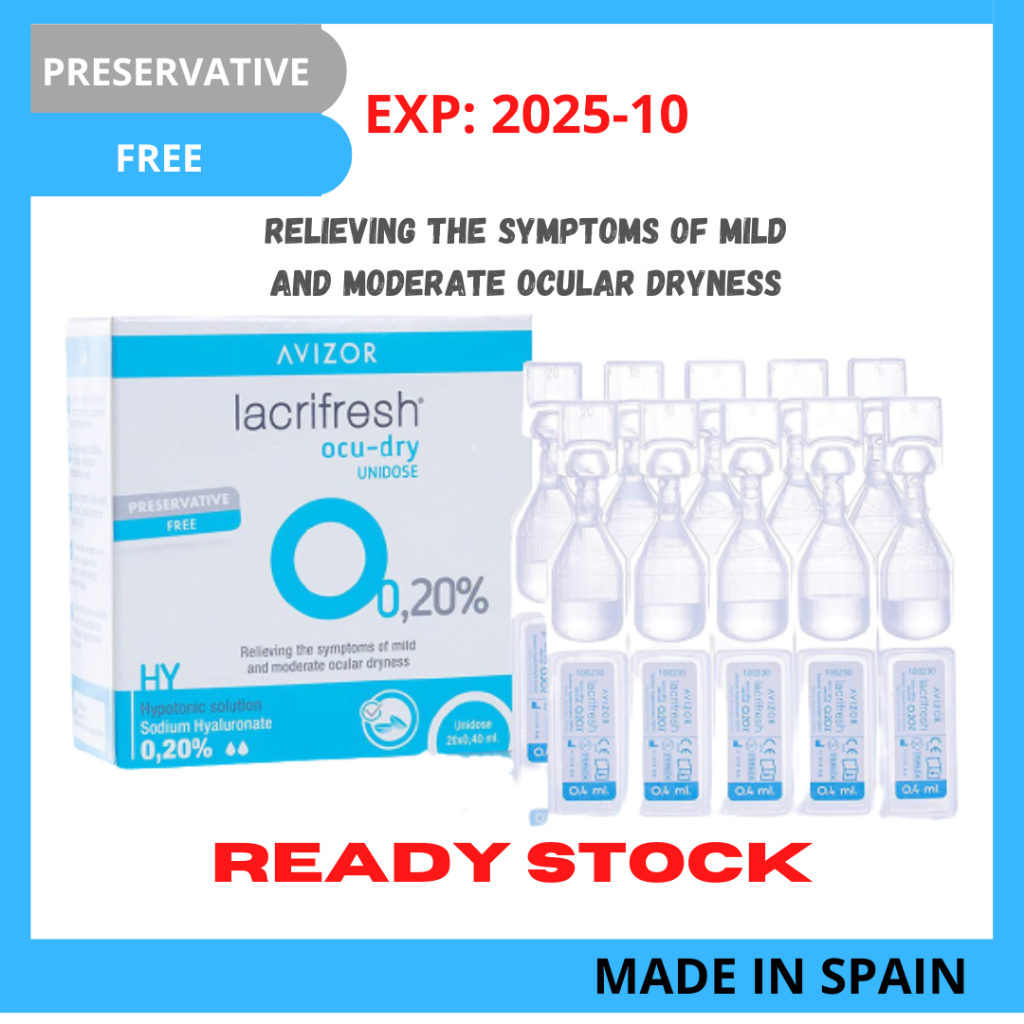 Avizor Lacrifresh Ocu-Dry 0.2% Unidose Eyedrops (20 vials/Box) | Shopee ...