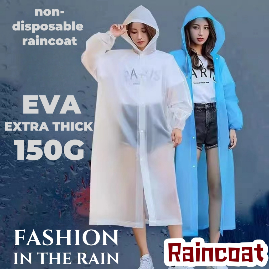 Adult raincoat foldable waterproof non-disposable thickened EVA unisex ...