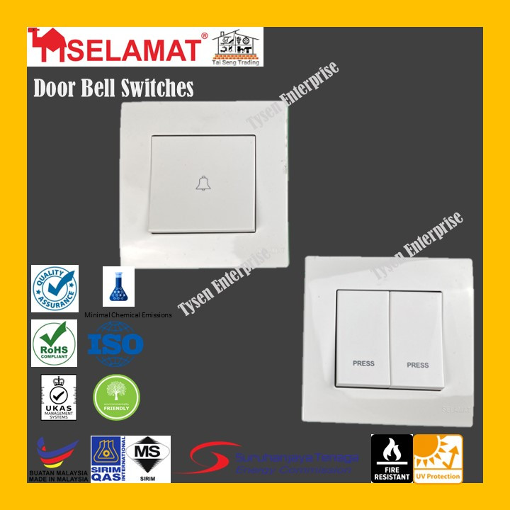 SELAMAT Door Bell Switches [MQ Series][Single Bell][Double Bell]Flush Switches | Shopee Malaysia