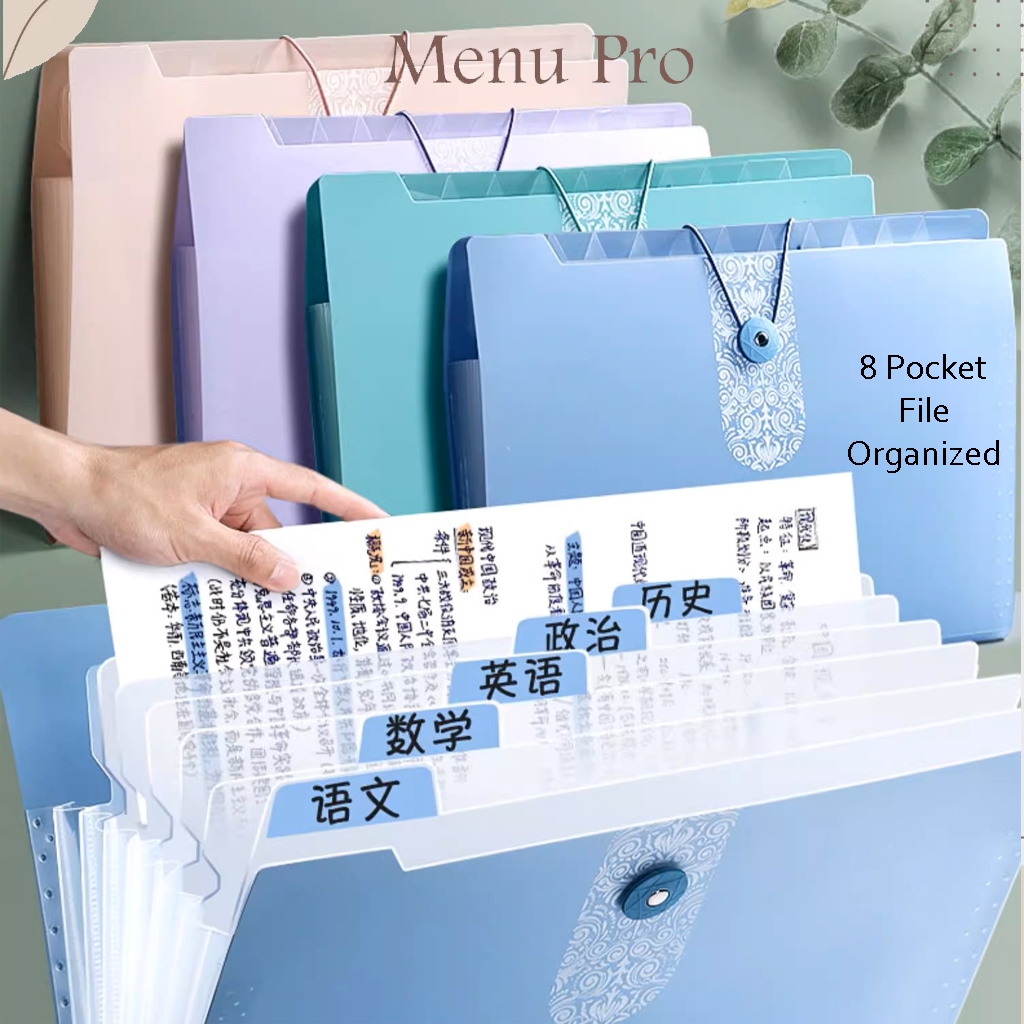 8 Pocket A4 Expanding File Multilayer Grid File Folder Expandable ...