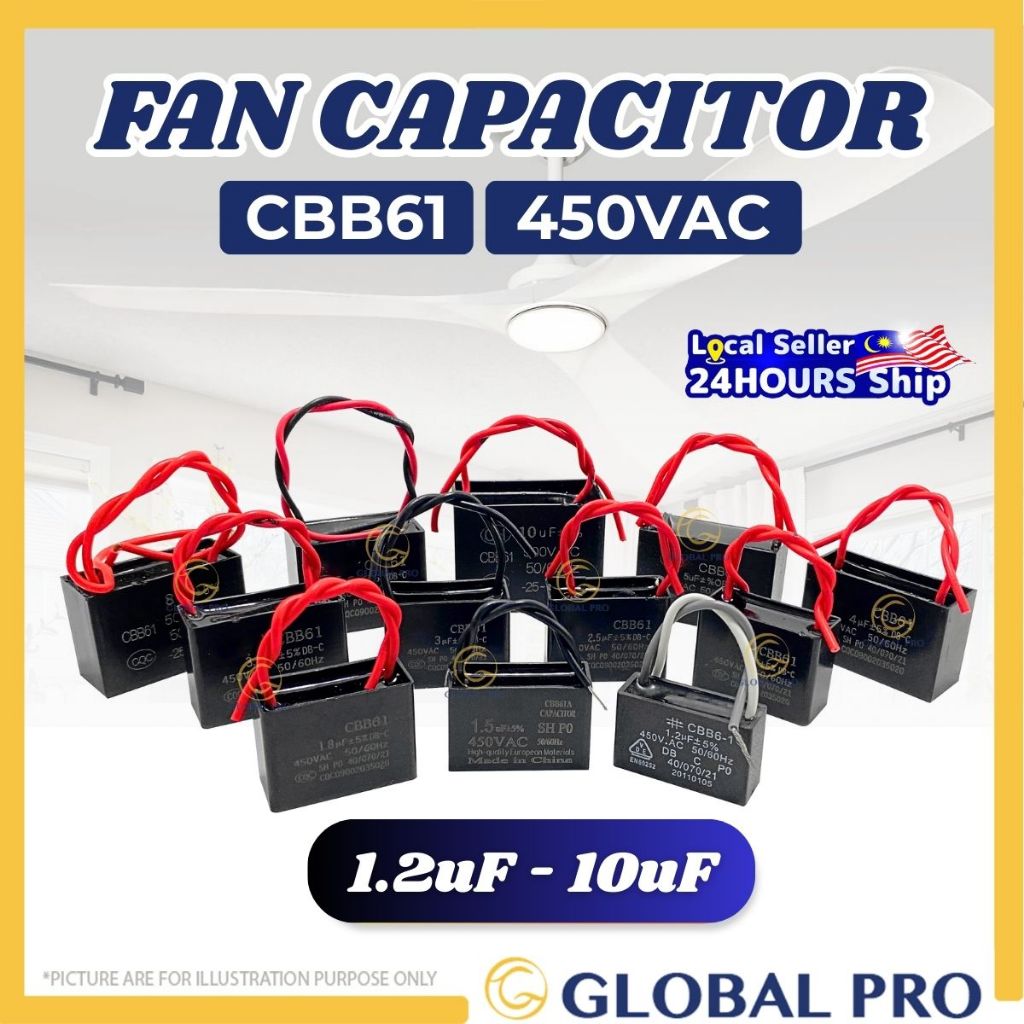 CBB61 Capacitor Condenser Fan Capacitor Kapasitor Fan Condensor Kipas ...