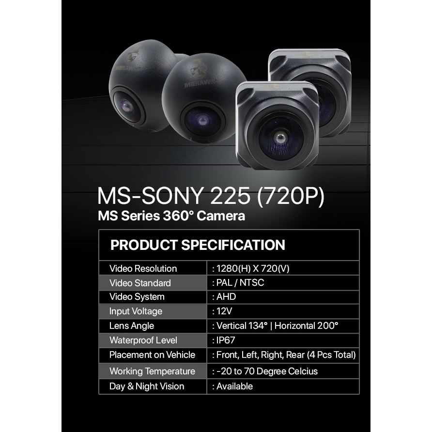 MOHAWK MS-SONY 225(720P) MS SERIES 360 CAMERA | Shopee Malaysia