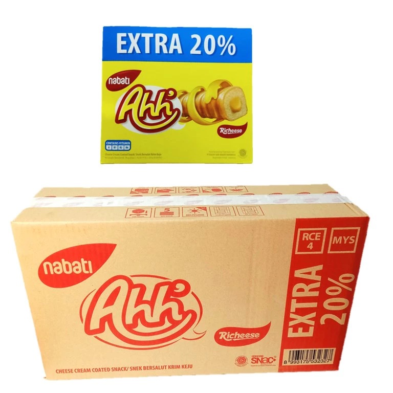 [CARTON DEALS] Nabati Richeese Ahh Triple Cheese Extra 20% 4gm x 20's x 10boxes | Shopee Malaysia