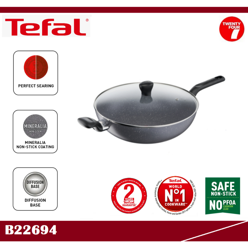 TEFAL Natura Wokpan with lid 32cm B2269495 (Cookware/ Non Stick Cookware/ Pots and Pans/ alat ...