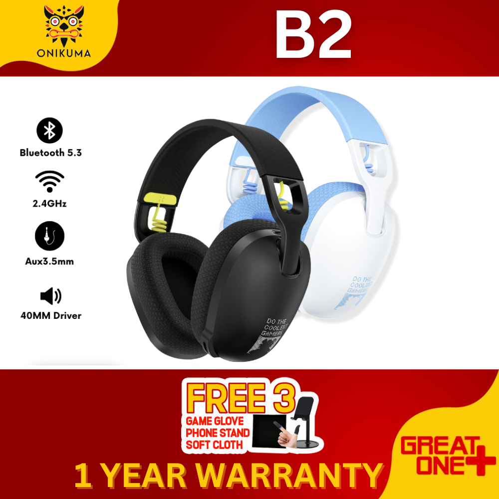 Onikuma B2 Bluetooth 5.3 Gaming Headset, 2.4GHz USB Gaming Headphones ...