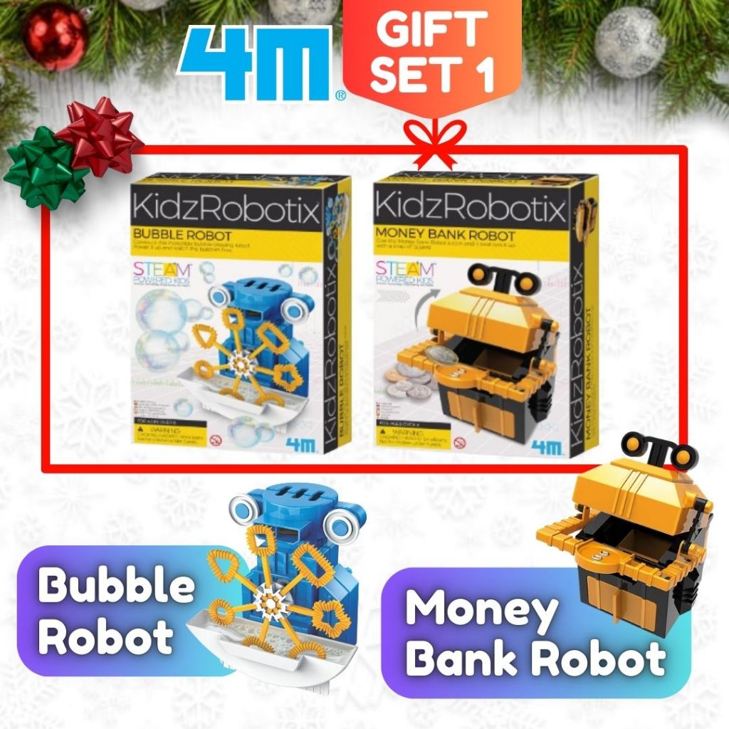 4M STEAM Combo Pack 1 - KidzRobotix Bubble Robot + Money Bank Robot ...