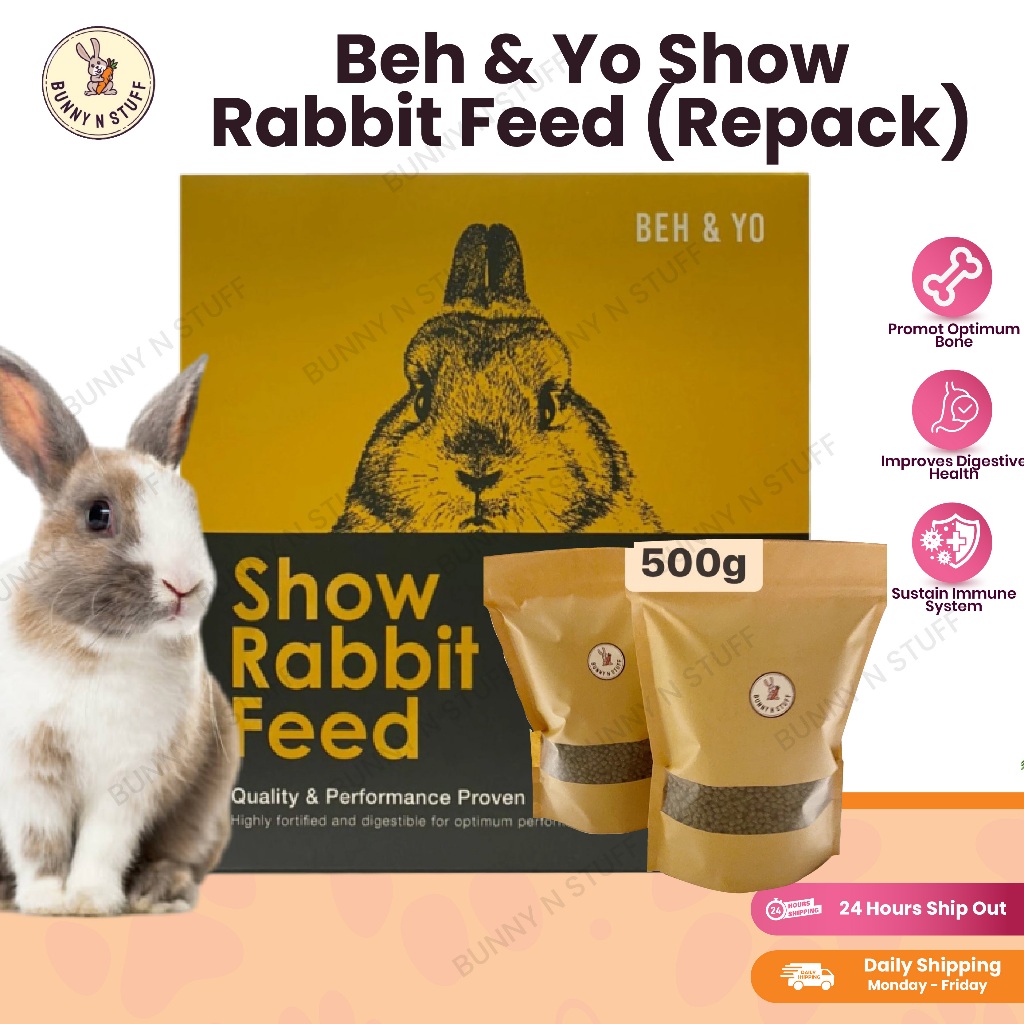 Beh & Yo Show Rabbit Feed ( Repack ) 500g / 100g Beh & Yo dedak makanan ...