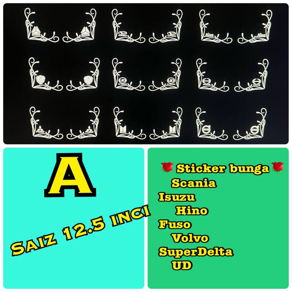 LINK A=12.5 INCI STICKER BUNGA TAMPAL CERMIN SISI LORI=1 PASANG ...