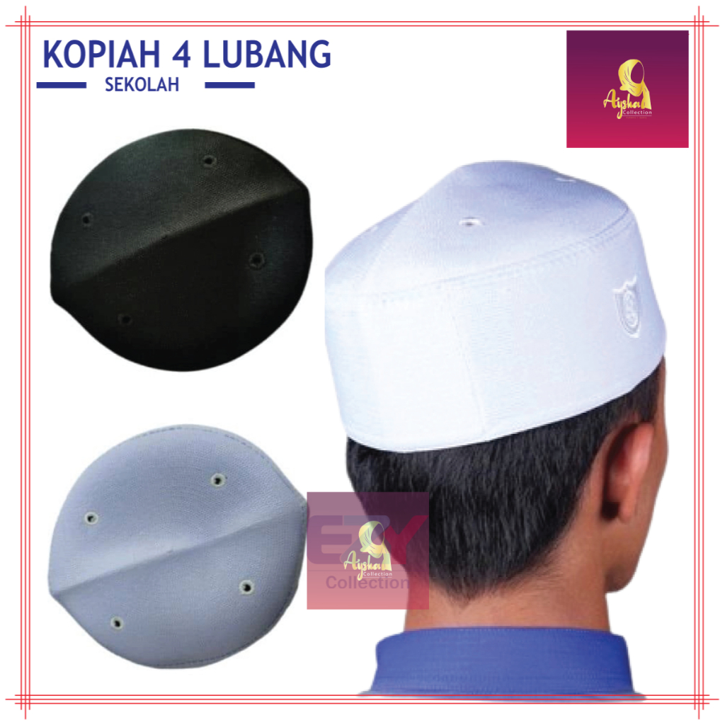 KOPIAH 4 LUBANG PUTIH / HITAM KOPIAH 4 LUBANG MURAH KOPIAH 4 LUBANG ...