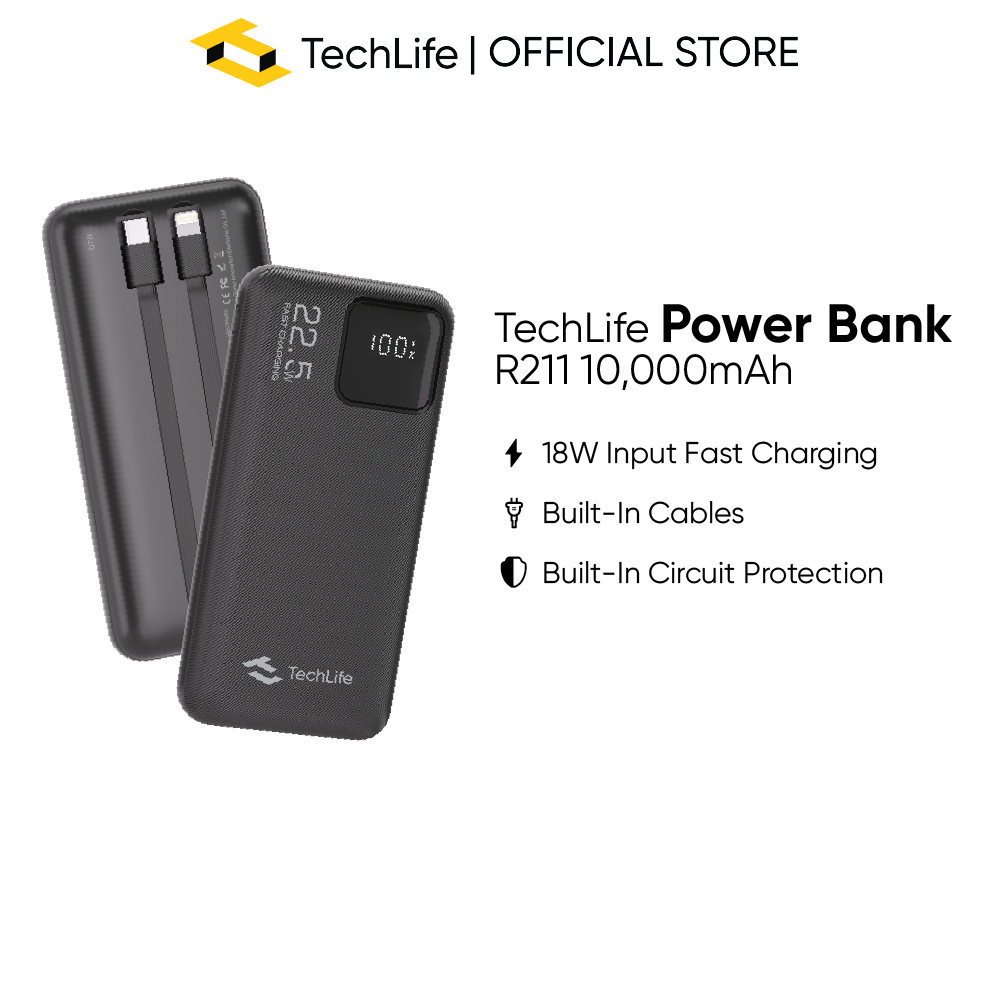 TechLife Power Bank R211 10000mAh - 18W Input Fast Charging | Built-in ...