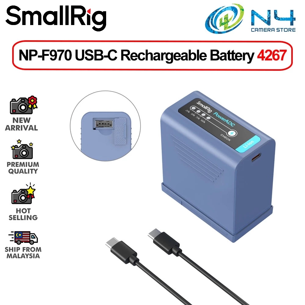Smallrig NP-F970 USB-C Rechargeable Camera Battery For Camera, LED ...