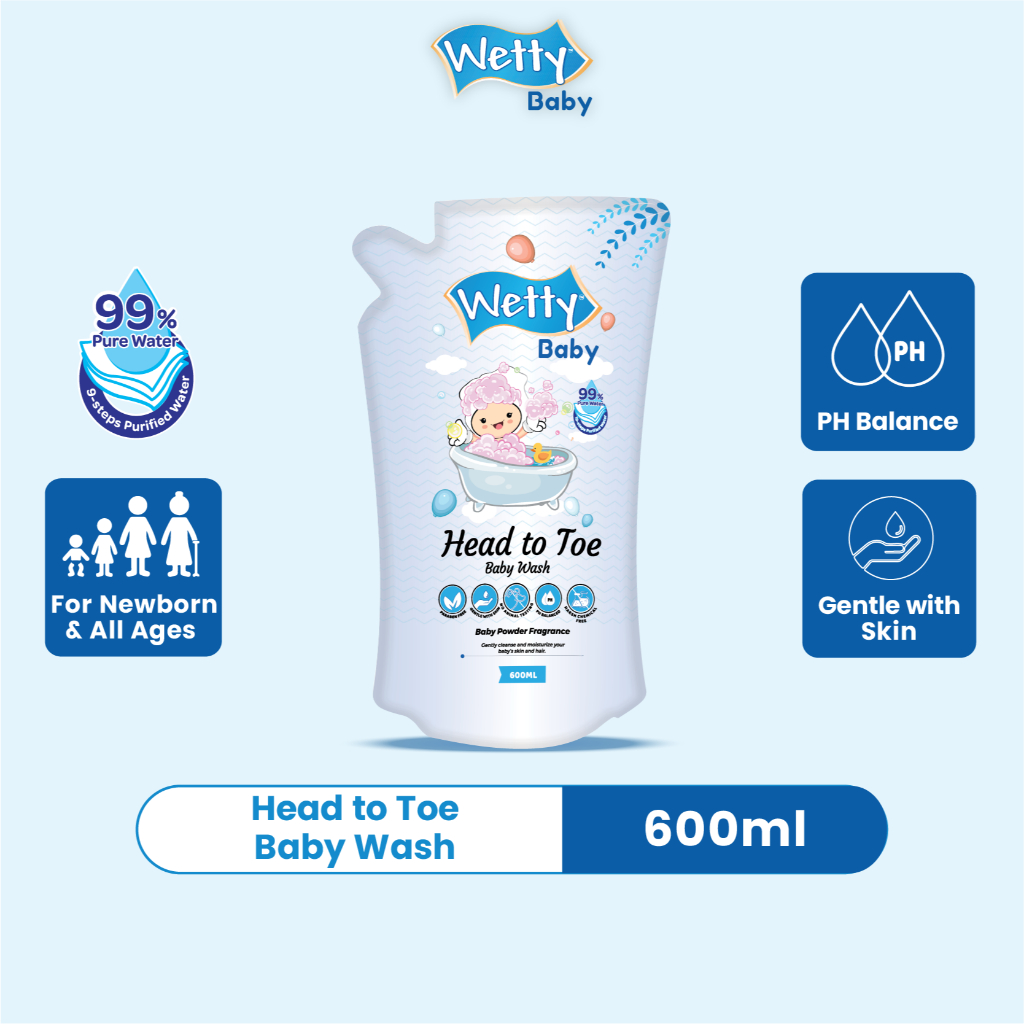 Wetty Baby Head To Toe Baby Wash (600ml) (Refill Pack) | Shopee Malaysia