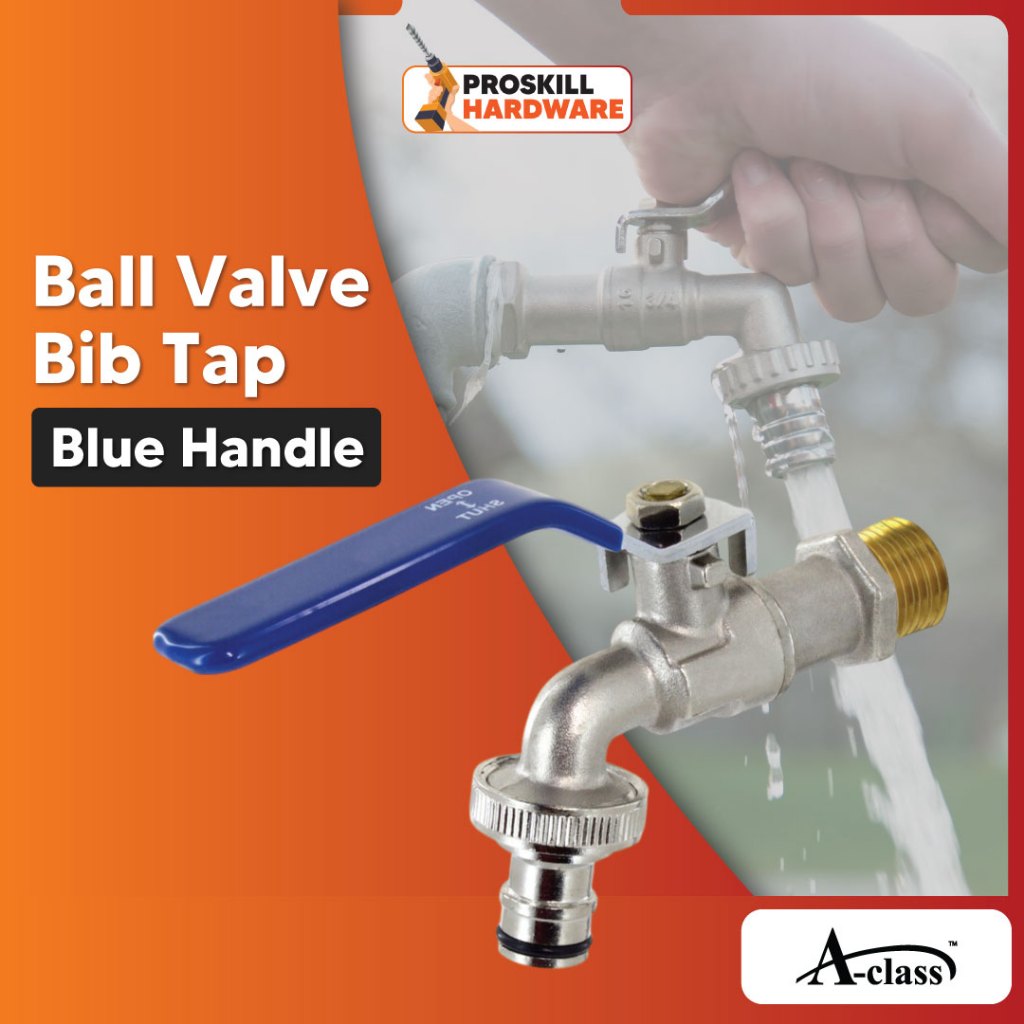 PROSKILL HARDWARE Premium A-Class Ball Valve Bib Tap (Blue Handle ...