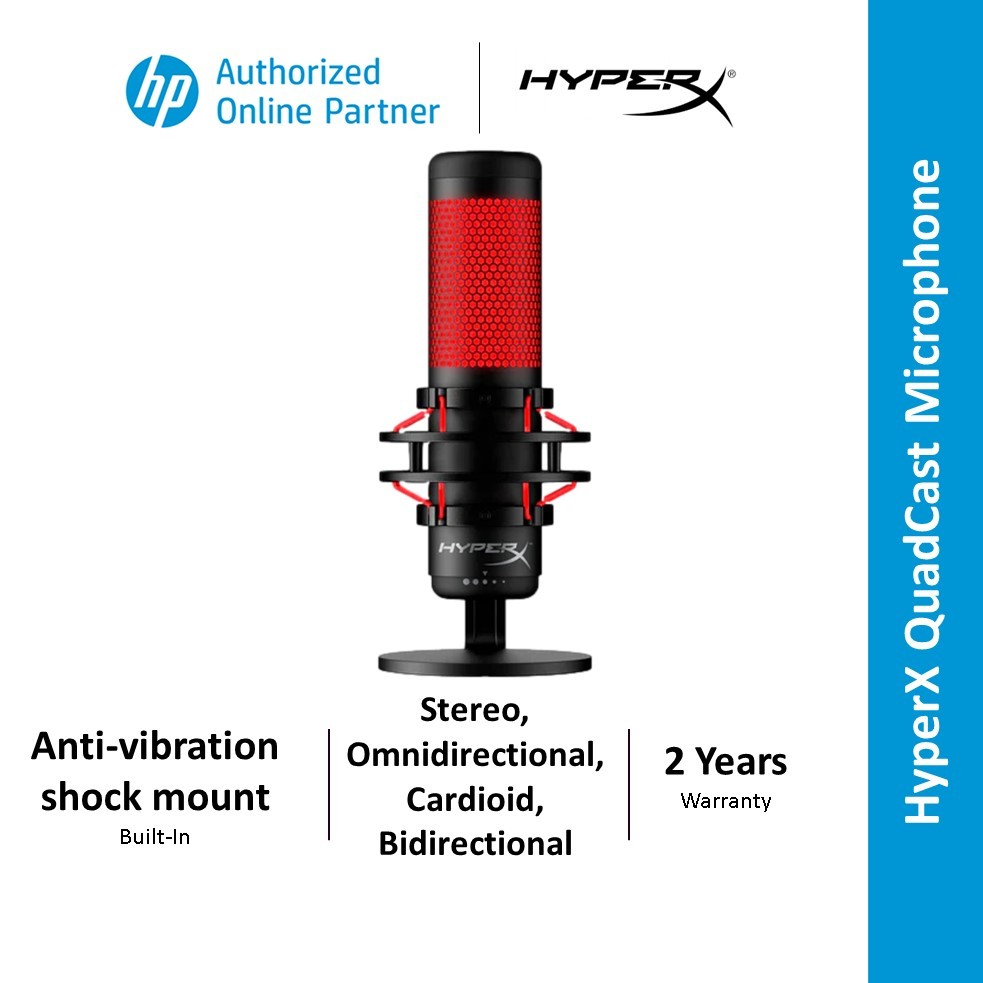 HyperX QuadCast - USB Microphone/Stereo, Omnidirectional, Cardioid ...