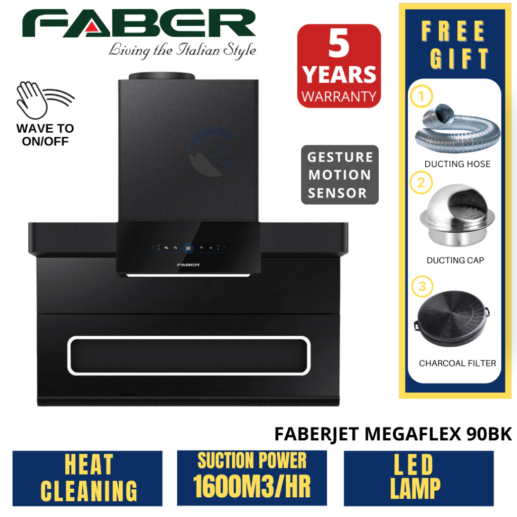 FABER Built-In Hood FABERJET MEGAFLEX 90BK| HOOD DAPUR | 油烟机 | Shopee ...