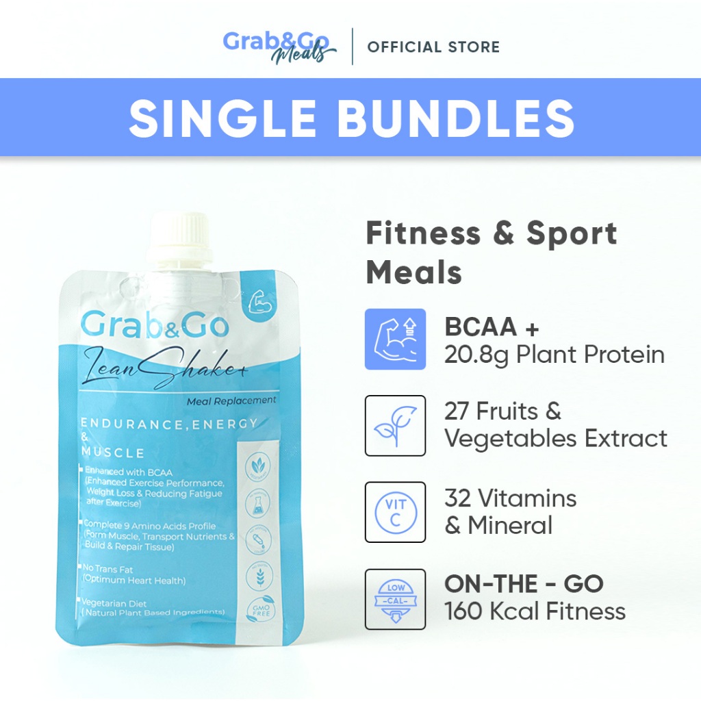 [Single Pouch] Grab&Go Lean Shake 40g | BCAAs Fitness Meal 20.8g ...